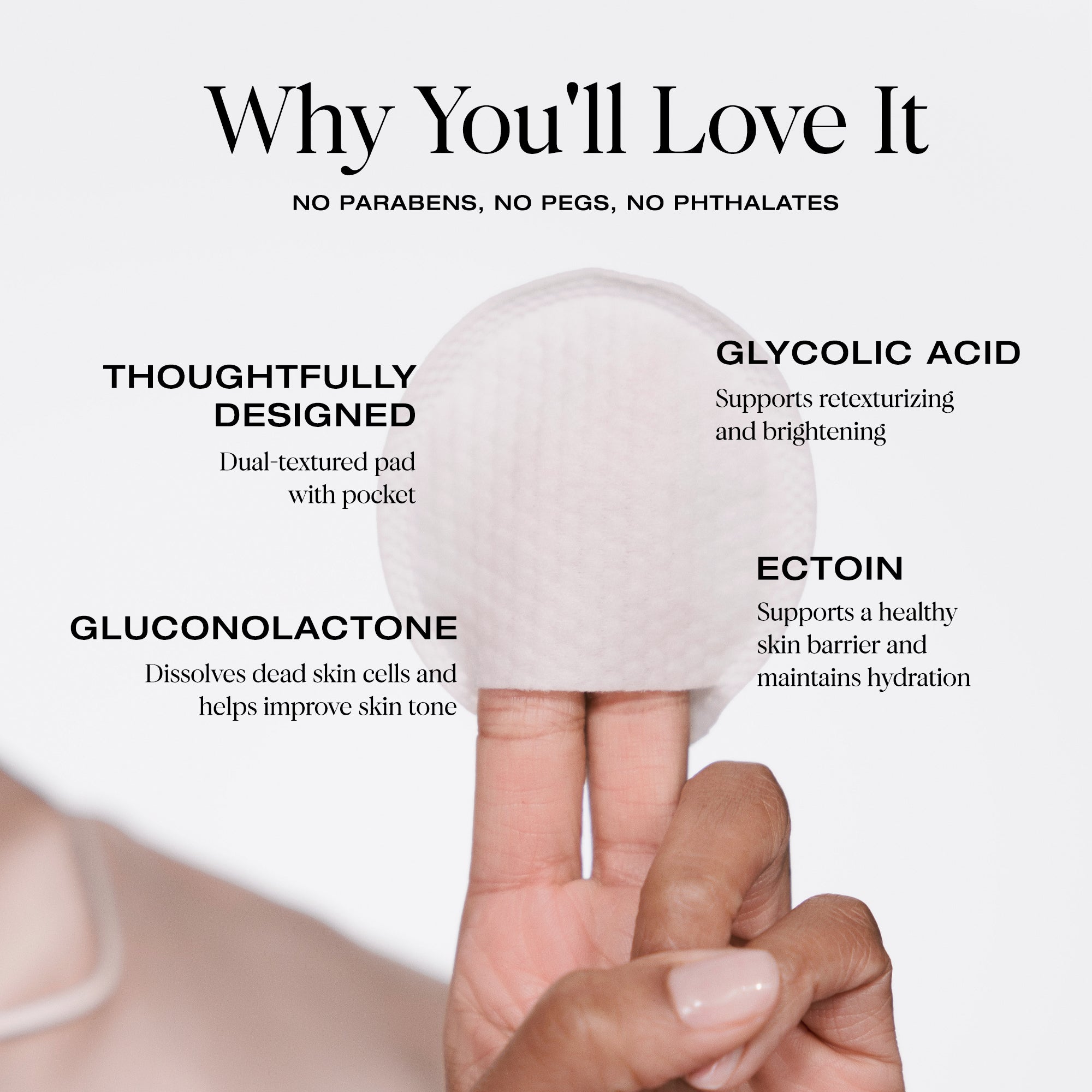 Facial Exfoliating Pads - with Glycolic Acid & PHAs - YSE Beauty