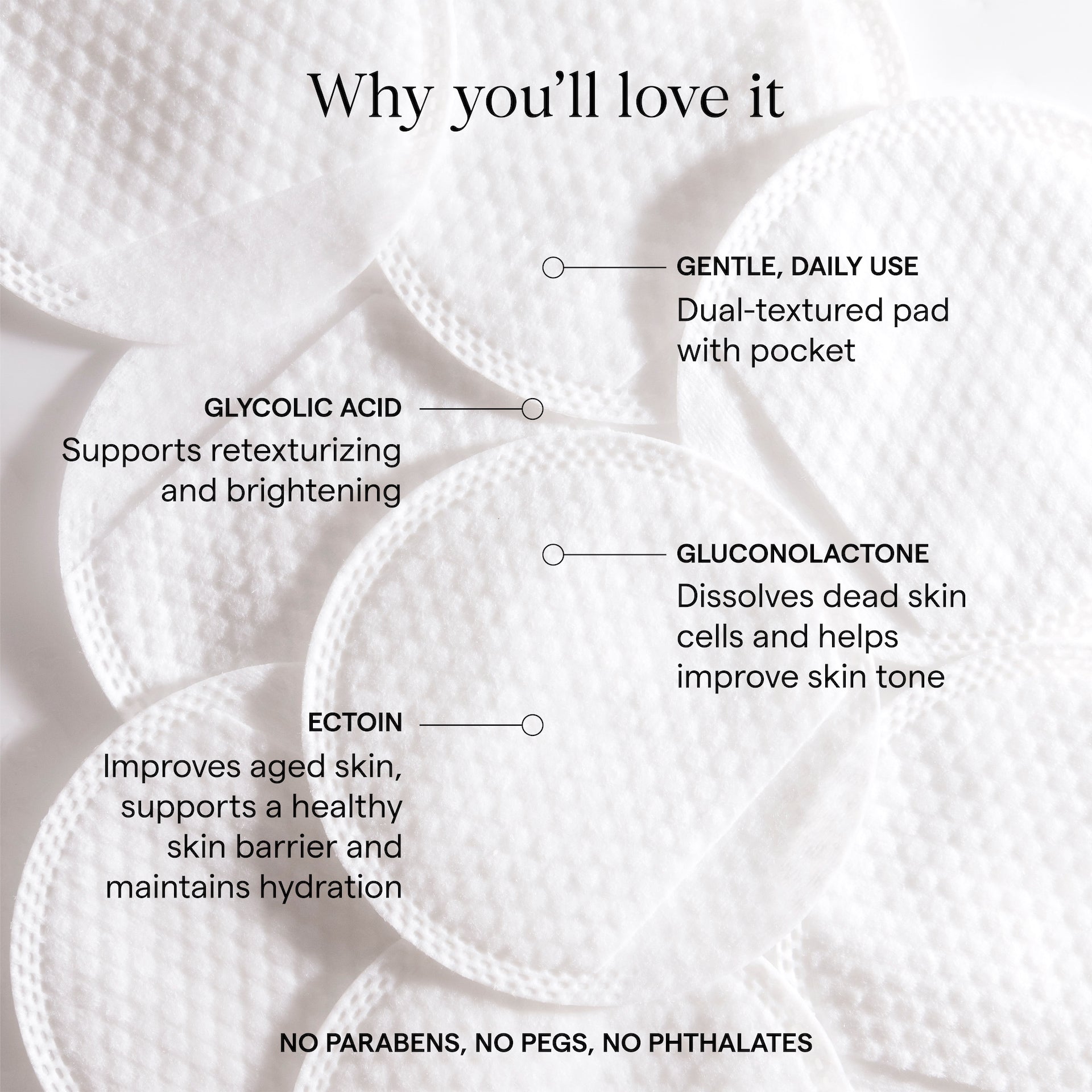 Facial Exfoliating Pads - with Glycolic Acid & PHAs - YSE Beauty